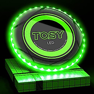 TOSY Flying Disc - 16 Million Color RGB or 36 or 360 LEDs, Extremely Bright, Smart Modes, Auto Light Up, Rechargeable, Birthday Gift, Easter Basket Stuffers for Men/Boys/Teens/Kids, 175g Frisbee