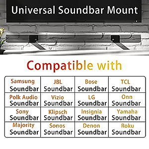 Universal Soundbar Wall Mount Bracket Sound Bar Mounts Compatible with Samsung, Sony, LG, JBL, Polk Audio, Vizio, Roku, Bose, TCL, Onn, Yamaha, Sonos, Klipsch, RCA Soundbar Mount Mounting Brackets