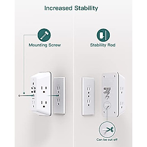 Surge Protector, Outlet Extender with Night Light, Addtam 5-Outlet Splitter and 4 USB Ports and 10Ft Surge Protector Power Strip with 8 AC Outlets and 4 USB Ports(1 USB C), for Home, Office and Dorm
