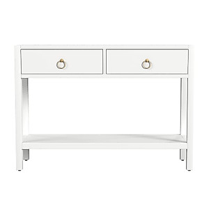 BOWERY HILL Modern 44" Two Drawer Wood Console Table - White