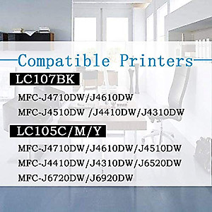 12-Pack ColorPrint Compatible LC107 LC105 Ink Cartridge Replacement for Brother LC107BK LC105C LC105M LC105Y Work with MFC-J4310DW MFC-J4410DW MFC-J4510DW MFC 4610DW J4710DW Printer (3BK, 3C, 3M, 3Y)