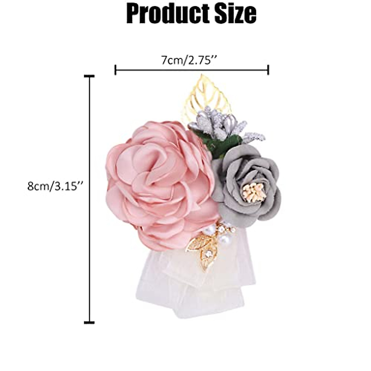 Elandy 1PC Rose Flower Wedding Bride Wrist Corsage Wristlet Band Faux Pearl Bracelet Bridesmaid Wrist Corsage Decor for Wedding Prom Party