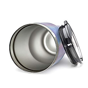 Zibtes 30oz Insulated Tumbler With Lid and Straws, Stainless Steel Double Vacuum Coffee Tumbler Cup, Powder Coated Travel Mug for Home, Office, Travel, Party (Glitter Purple 1 pack)