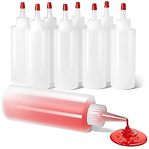 4-Ounce Squeeze Bottles with Red Tip Cap (8-Pack), BPA Free and Latex-Free, Food-Grade Mini-Bottles (120mL) - for Arts and Crafts, Glue, Icing, Griller, Sauces, Dressings, Condiments, Cake Decorating