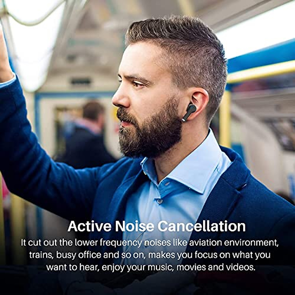 Sibotion Wireless Earphones, Bluetooth 5.3 Dual-mic ENC Call Noise Reduction, with LED Power Display Charging Case, IPX5 Waterproof Ultra-Light and Ergonomic for Sports and Esports