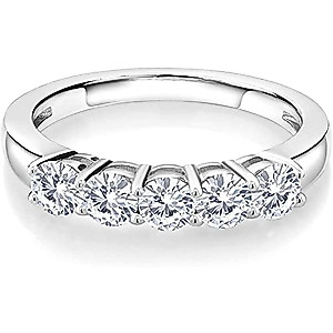 VINSON Forever Classic Moissanite Women Engagement Band Ring (0.80cttw, Round 3.5mm, Available in size All Size) (14)