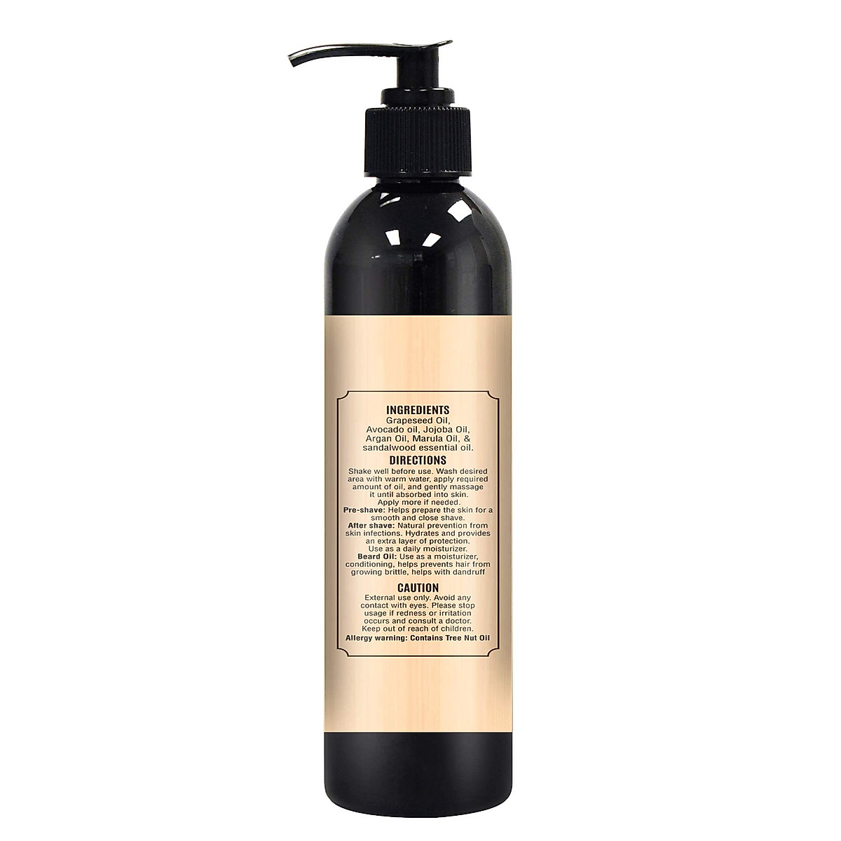 The Henna Guys 8 fl. Oz Pre-Shave & Beard Conditioning Oil for Men, Sandalwood Scent, with Jojoba, Argan, & Marula Oils, Free from Ammonia, Sulfate, Phthalate