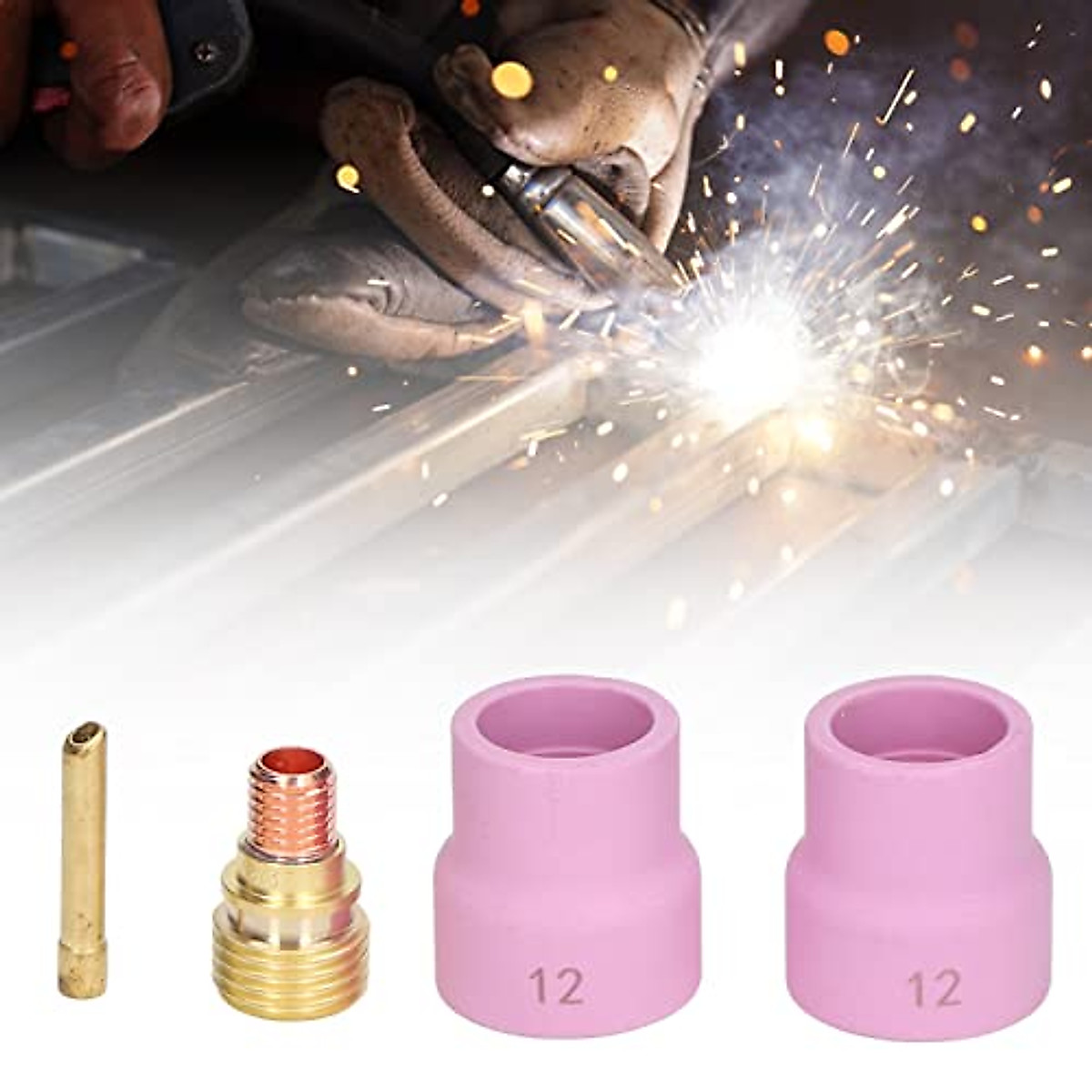 TIG Welding Accessory, Standard Design Durable Copper 4Pcs Easy Installation Welder Ceramic Nozzle Wide Application for 9 20 Air Cooled Weld Gun