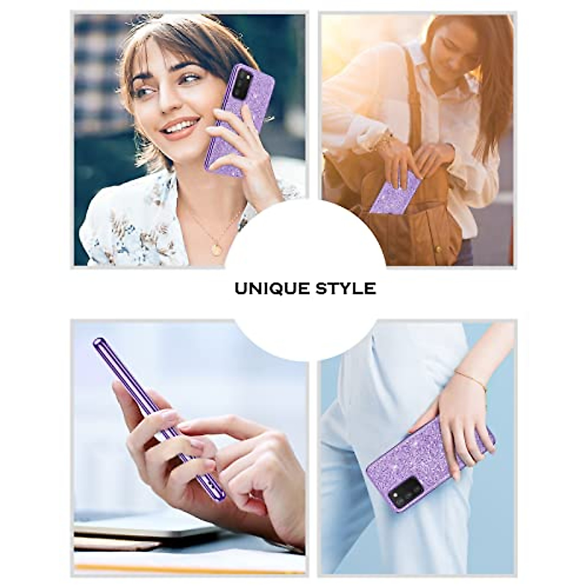 YINLAI for Samsung Galaxy A03s Case,Glitter Bling Sparkly Shiny Slim Women Girls Girly Soft TPU Silicone Hybrid Shockproof Protective Phone Cover for Samsung Galaxy A03s 6.5 inch 2021,Purple