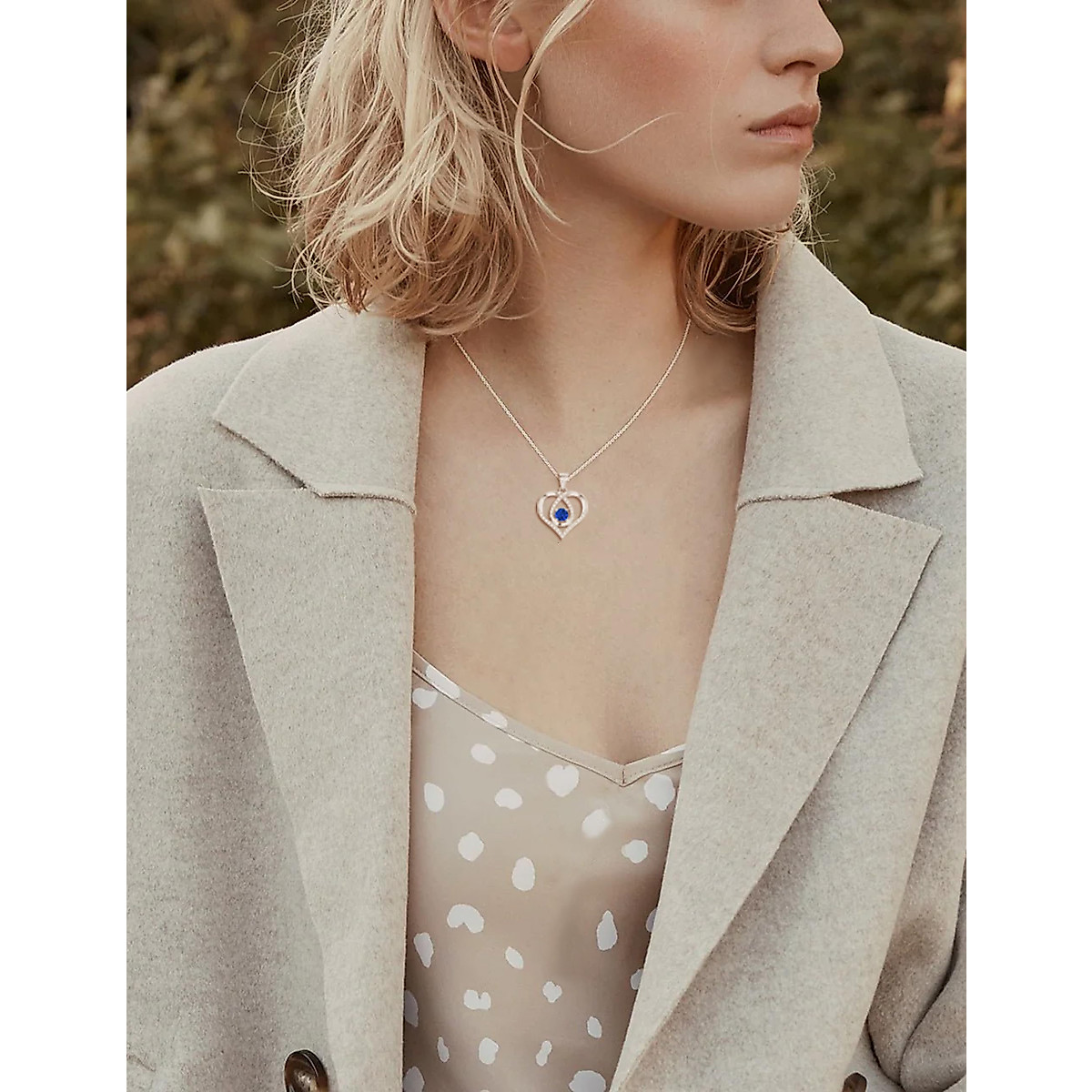 ITS4YEO 925 Sterling Silver Heart Birthstone Necklaces Silver Necklace Zircon Pendant Necklaces for Women Jewelry Gift for Women Wife Her Valentines Gift(March)