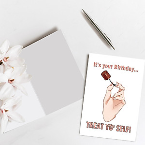 Funny Birthday Card for Her, Manicure Birthday Card for Women, Birthday Gift for Wife Girlfriend, It’s Your Birthday, Treat Yo’ Self