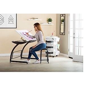 SD STUDIO DESIGNS Triflex Drawing Table, Sit to Stand Up Adjustable Office Home Computer Desk, 35.25" W X 23.5" D, Charcoal Black/White
