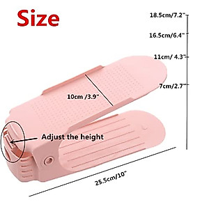 BoYeeBo Pack of 10, Adjustable 4 Level Shoe Slots Organizer Double Deck Shoe Rack Holder for Shoes Storage Closet Organization (Pink)