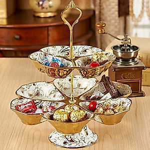 WHZAZGW 4 Sets of 3 Tier Cake Plate Stand Handle, Metal Fruit Cake Cupcake Plate Stand Handle Fitting Hardware, Crown Fittings (Sliver & Gold & Red & Black)