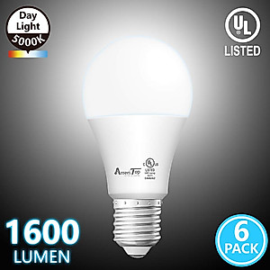 AmeriTop A19 LED Light Bulbs- 6 Pack, Efficient 14W(100W Equivalent) 1600 Lumens General Lighting Bulbs, UL Listed, Non-Dimmable, E26 Standard Base (5000K Daylight)