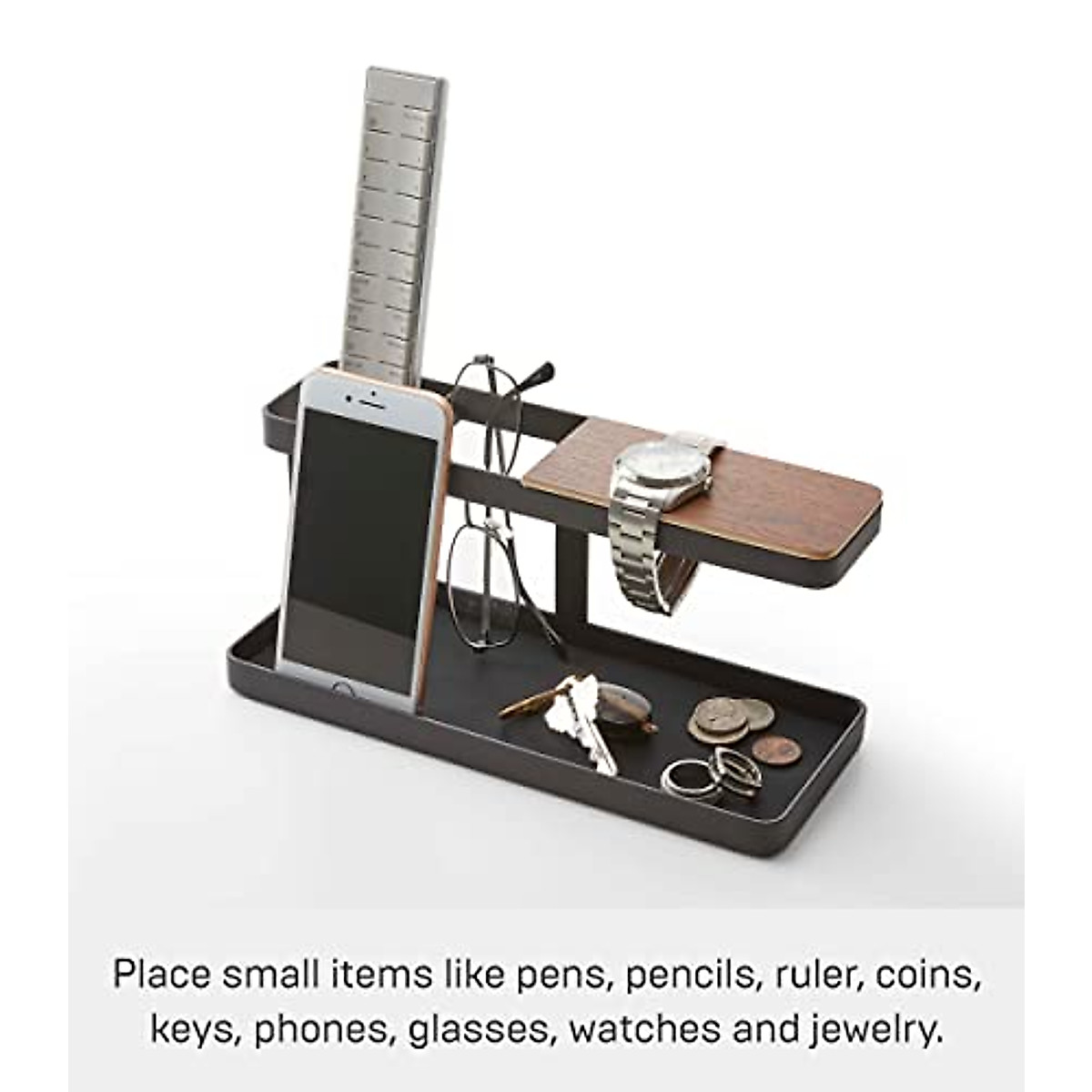 YAMAZAKI home 2300 Desk Bar-Wood & Steel Organizer, One Size, Black