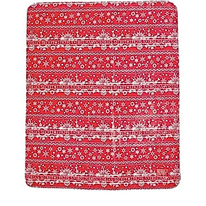 Victoria's Secret Soft Sherpa Blanket Color Red White Snowflake Size 50” x 60” New