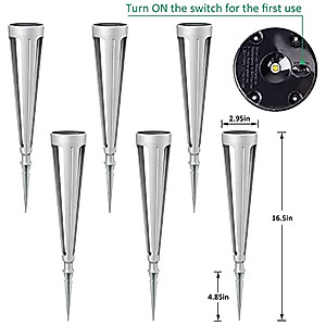 VISFLAIR Solar Lights Outdoor Garden, 6 Pack LED Waterproof Solar Pathway Lights for Outside Yard, Path, Patio, Driveway Decor Landscape Lighting -Silver