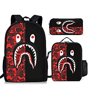 Zwdofzy Shark Camo Kids Backpack Travel Laptop Bookbag Big Capacity School Backpack Gift for Boys Girls
