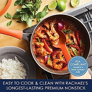 Rachael Ray Cook + Create Nonstick Cookware Saute Pan with Lid, 3 Quart - Orange