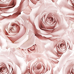 Abyssaly Pink Floral Peel and Stick Wallpaper, 17.7" X 118" Rose Flower Contact Paper for Girls Room Decoration, Removable Self Adhesive Wall Paper Modern Home Decor