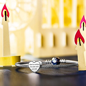 MUERDOU Heart Charm Fit Charms Bracelet Christian Bible Verse Charm Prayer Faith Religious Jewelry Gifts for Women