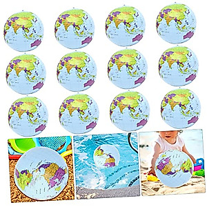 ibasenice Inflatable Beach Ball 12pcs Globe Beach Ball s Inflatable Globe Party Balls Globe Shaped Beach Ball Swimming Party Balls PVC Teaching Supplies Summer Water Toy