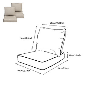 Garden lucky in/Outdoor 23.5x25x5.1 Inch Putty Deep Seat Patio Cushion Set Outdoor Chair Cushions with Fade Resistant and Removable Cover for with Most Patio Furniture and homedepot Furniture 2 Sets