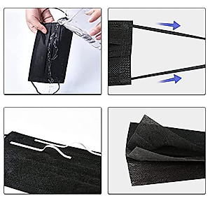 Black Disposable Face Masks, 100Pcs Adult Face Mask 3 Ply Safety Mouth-Cover with Elastic Earloops, Breathable Face Protection for Men & Women,non-medical