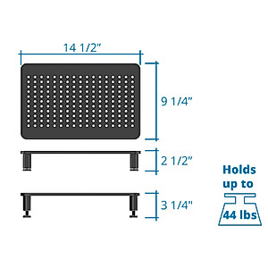 Husky Mounts Monitor Riser Laptop Stand, Adjustable Legs, Stackable, 14.5" x 9.25" x 3.25" Max Height, Matte Black Steel, 1 Stand