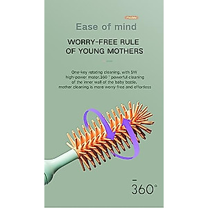 Bottle Spark Bottle Cleaner, Electric Silicone Bottle Brush Set, Bottle Cleaning Brush for Bottles, Baby Bottles, Sports Bottle, Vase, Glassware, Smaller Diameter Bottle Openings (Green)