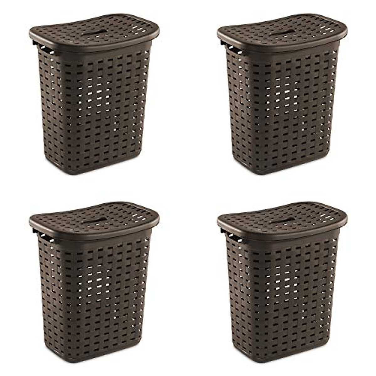 Sterilite 12766P04 Weave Laundry Hamper, Espresso, 4-Pack