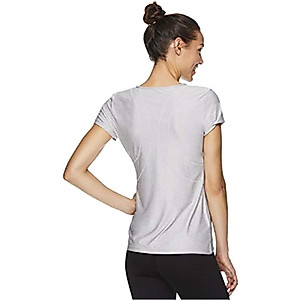 Reebok Women's Gym & Workout T-Shirt - Dynamic Fitted Performance Short Sleeve Athletic Top, Dynamic Ss Silver Sconce Heather, X-Large