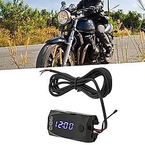 3 in 1 Motorcycle Meter, Motorcycle Voltmeter Motorcycle Thermometer Transparent Acrylic with Installation Accessories for Motorcycle (Blue)