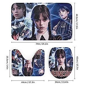 𝐖.𝐞𝐝𝐧𝐞𝐬𝐝𝐚𝐲 Bathroom Shower Curtain 4 Pieces Set, 𝐀.𝐝𝐝𝐚𝐦𝐬 Shower Curtain Set with Anti-Slip Rug, Toilet Cover, Bath Mat, Waterproof Shower Curtain Set with Rug,Bathroom Set with Hooks