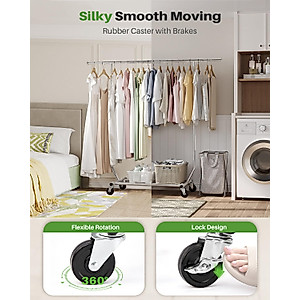 Rolling Commercial Grade Clothing Garment Racks Sing Rail Adjustable