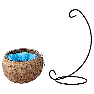 TEHAUX Natural Coconut Shell Bird Nest House Bed with Warm Pad for Parrot Parakeet Hamster Rat Mice Chinchilla Cage Toy Nesting Box