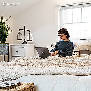 Comtest Chunky Knit Blanket Handmade Soft Throw Blanket Cozy and Warm Cable Knit Blanket for Sofa ＆Home Decor,Beige 40''x80''（Three Seater Sofa/Twin Size）