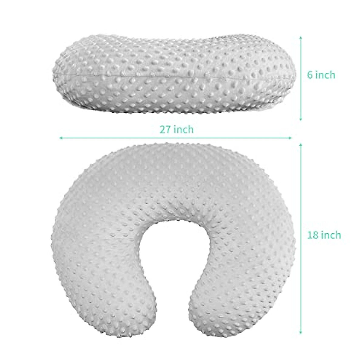 Minky Nursing Pillow Cover, 2 Pack Nursing Pillow Slipcover for Breastfeeding Pillow Slipcover Fits Nursing Pillow, Soft Snug for Infant & Baby Boy Girl (Grey & Blue)