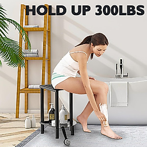 AIMUCT Metal Corner Shower Stool for Inside Shower Stainless Steel Shower Benches for Inside Shower Waterproof Shower Stool Seat with Storage Shelf