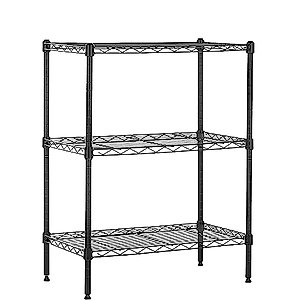 ANNECOSK 3-Tier Storage Shelves Adjustable, Metal Shelves for Storage Shelving Unit Wire Shelving Display Shelf for Kitchen Pantry 23" D x 13" W x 31.5" H-Black