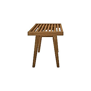 Plank+Beam Entryway Bench, Wooden End of Bed Bench for Bedroom, Mid-Century Modern Square Bench for Hallway, Living Room, Indoor, Porch, 41.25", Pecan