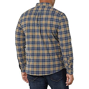 Goodthreads Men's Slim-Fit Long-Sleeve Stretch Flannel Shirt, Dark Blue/Multi Color/Plaid, Large