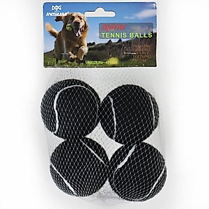 insum Squeaky Tennis Balls for Dogs Colorful Easy Catching Pet Dog Balls 4 Pack (2.5inch-Black)