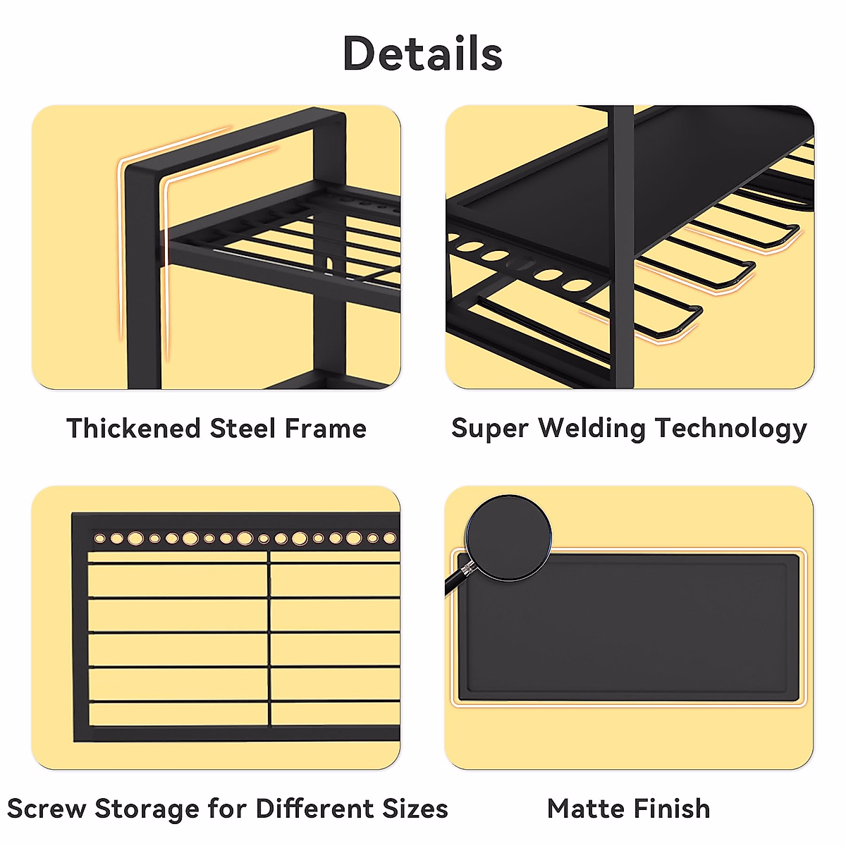 jsyonii Power Tool Organizer,8 Drill Holder Wall Mount,4 Layers Wall Mount Garage Organizers,Floating Cordless Metal Heavy Duty Tool Organizers Utility Rack with Screwdriver Pliers Hammer Holder