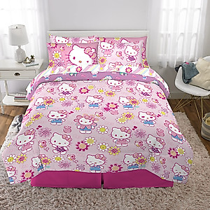 Franco Kids Bedding Super Soft Comforter and Sheet Set with Sham, 7 Piece Full Size, Hello Kitty