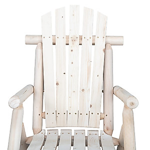 COOBL Log Rocking Chair,Solid Wood High Back Rocker,All Weather Resistant Porch Rocker for Lawn Garden Backyard Patio