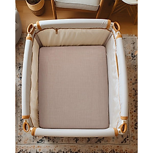 Muslin Pack and Play Sheets for Baby Boys and Girls 39"x27"x3", Neutral Muslin Cotton Pack N Play Mattresses Sheet with Boho Style, Soft and Breathable Comfort (Brick, Pack and Play Sheet)