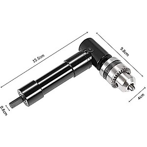 Right Angle Adapter Drill, Gearwoo 90 degree Cordless Right Angle Drill Attachment Adapter With 3/8" Keyed Chuck 8mm Hex Shank Power Tool Accessory