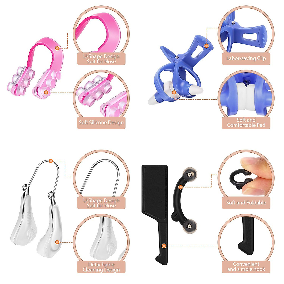 5 Pieces Nose up Lifting Clips Silicone Nose Bridge Slimming Clips Beauty Clip Tools for Women